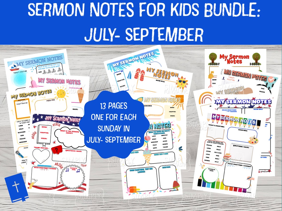 Sermon Worksheets Worship and Sermon Notes Pages for Kids and Teens ...