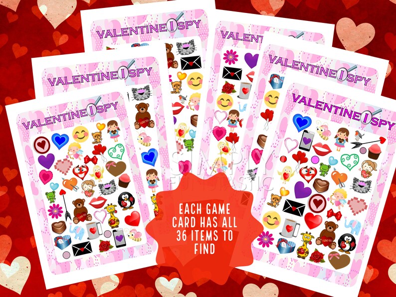 Classroom Valentine's Day I Spy Printable Instant - Etsy