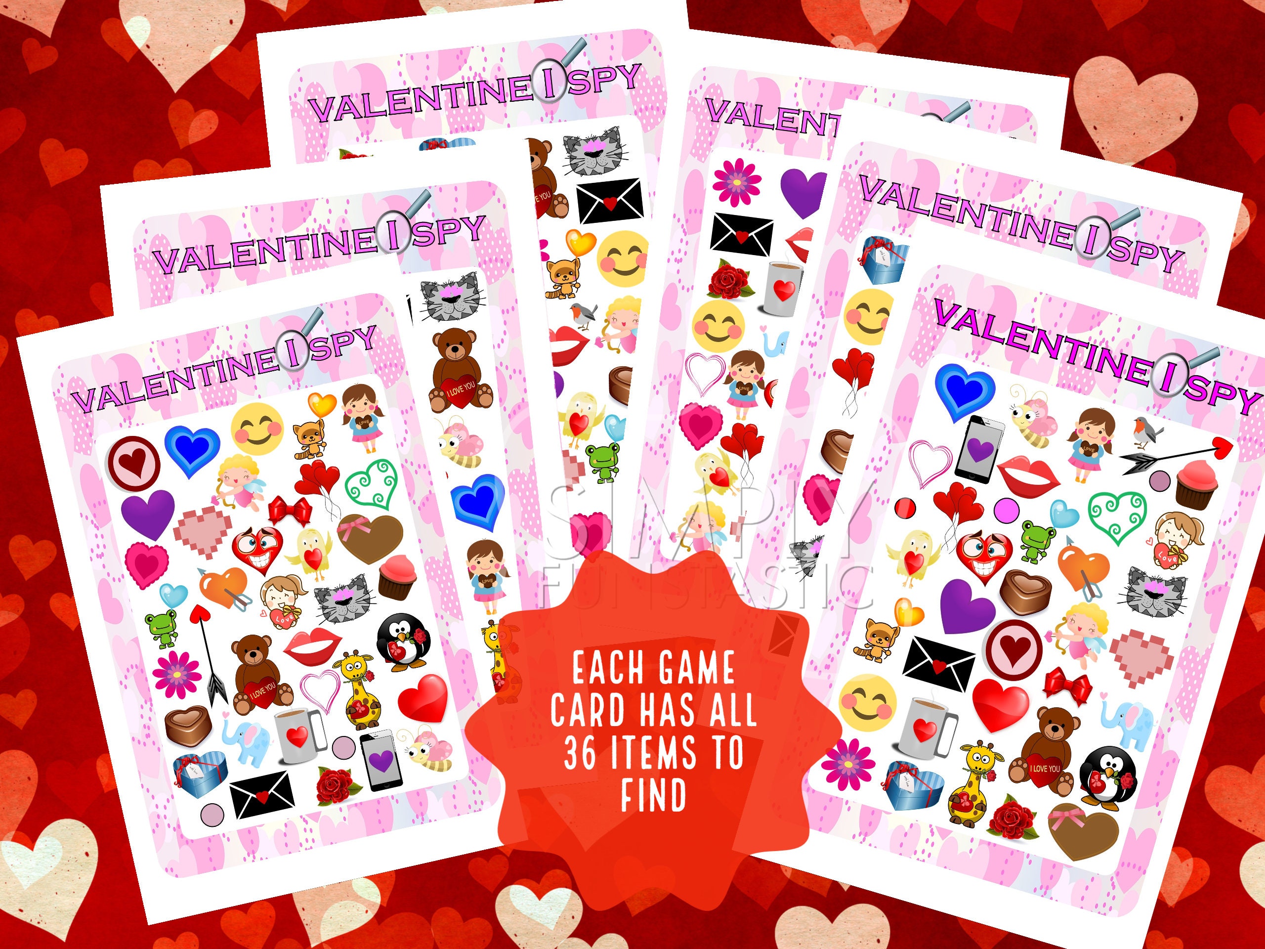 Classroom Valentine's Day I Spy Printable Instant - Etsy