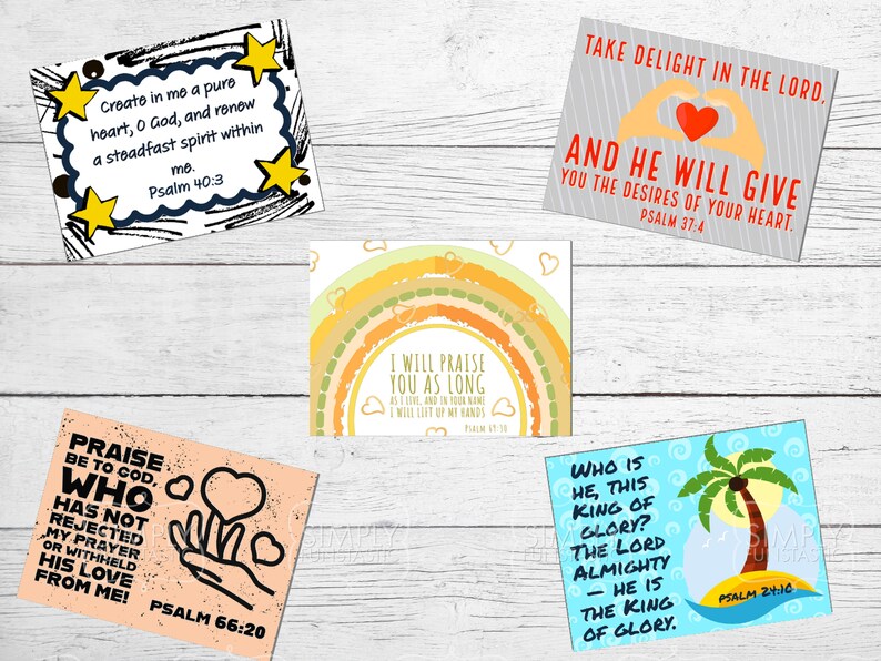 Kids Psalms Scripture Cards: Children's Memory Verse (digital Download ...