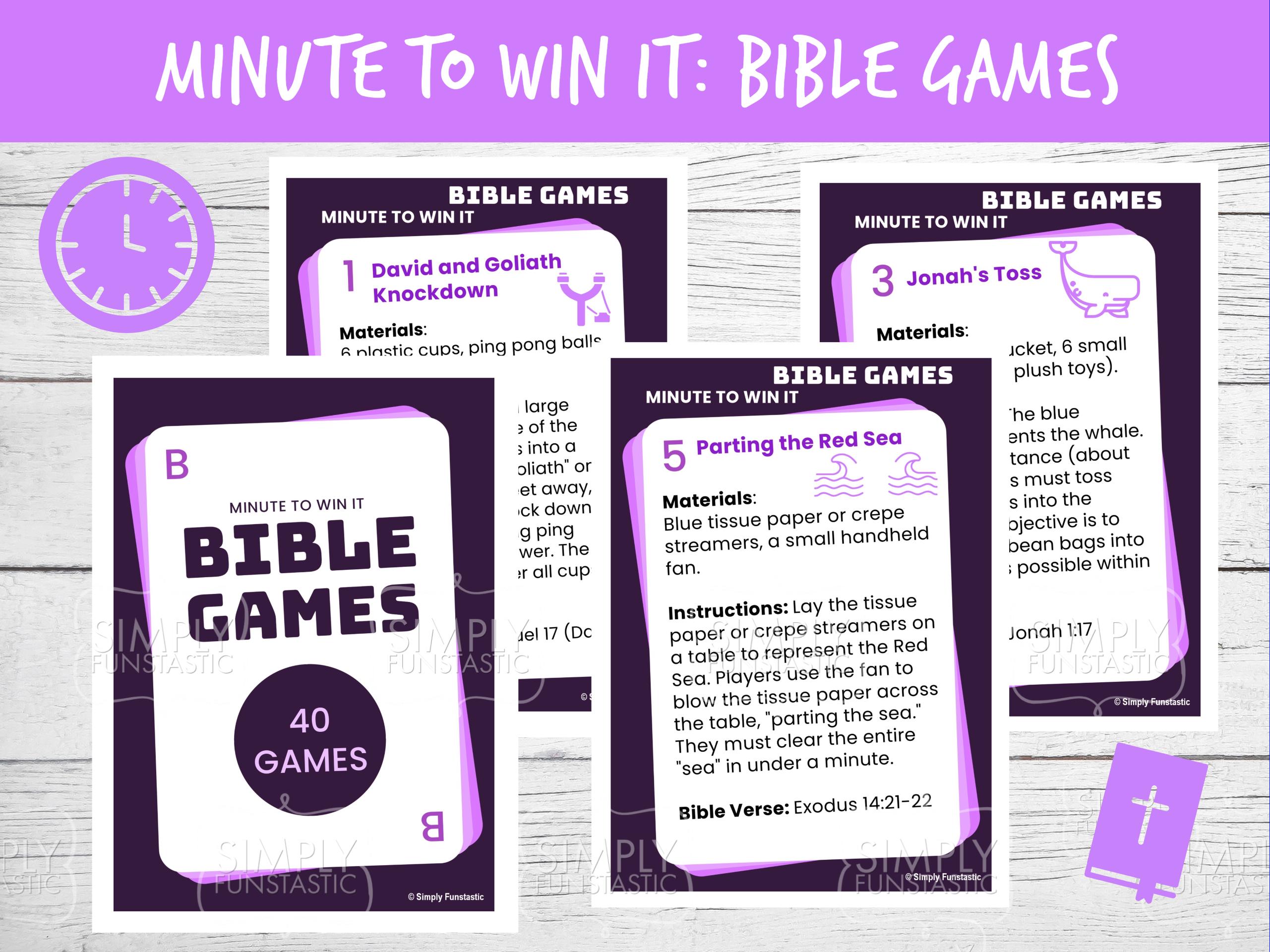 Bible Minute to Win It Games: 40 Printable Church Games (digital ...