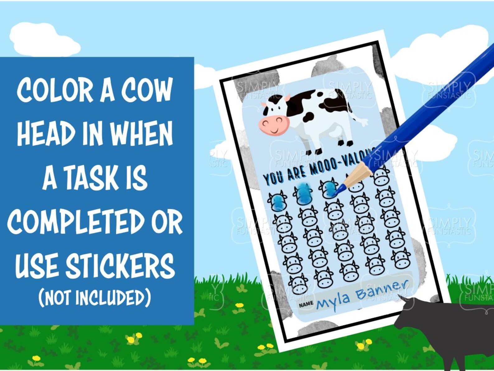Cow Reward Charts: Classroom Incentive, Chore Chart (instant Download ...