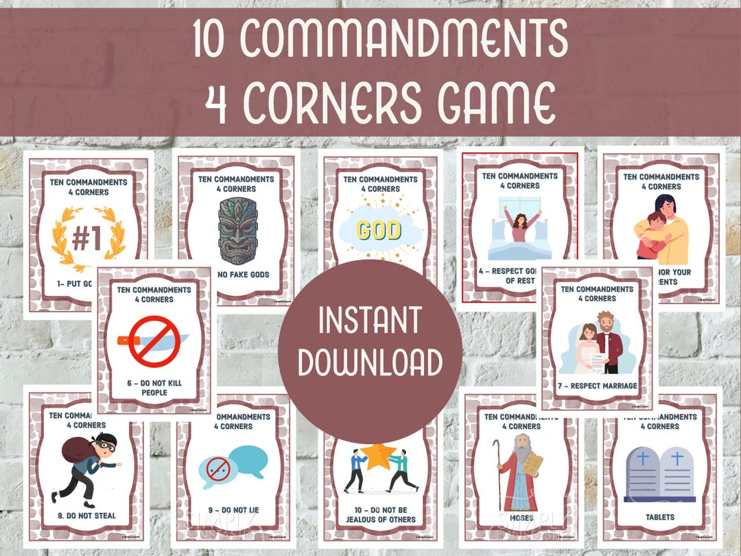 Ten Commandments Story 4 Corners Game, Church Kids Game, Church ...