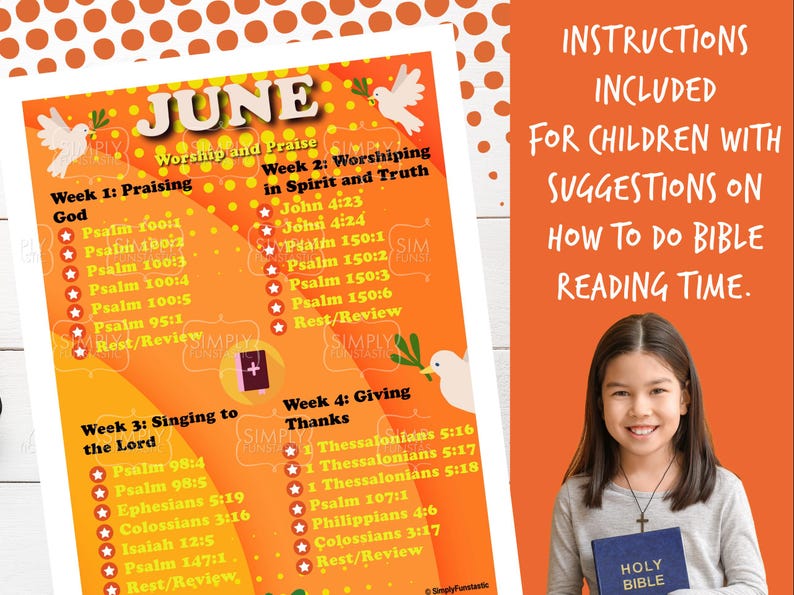 Kids June Bible Reading Plan: Scripture Chart & Journal (PDF) - Etsy