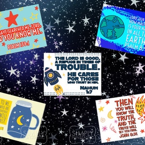 30 Outer Space Kids Scripture Cards children's Memory Verse Cards Bible ...