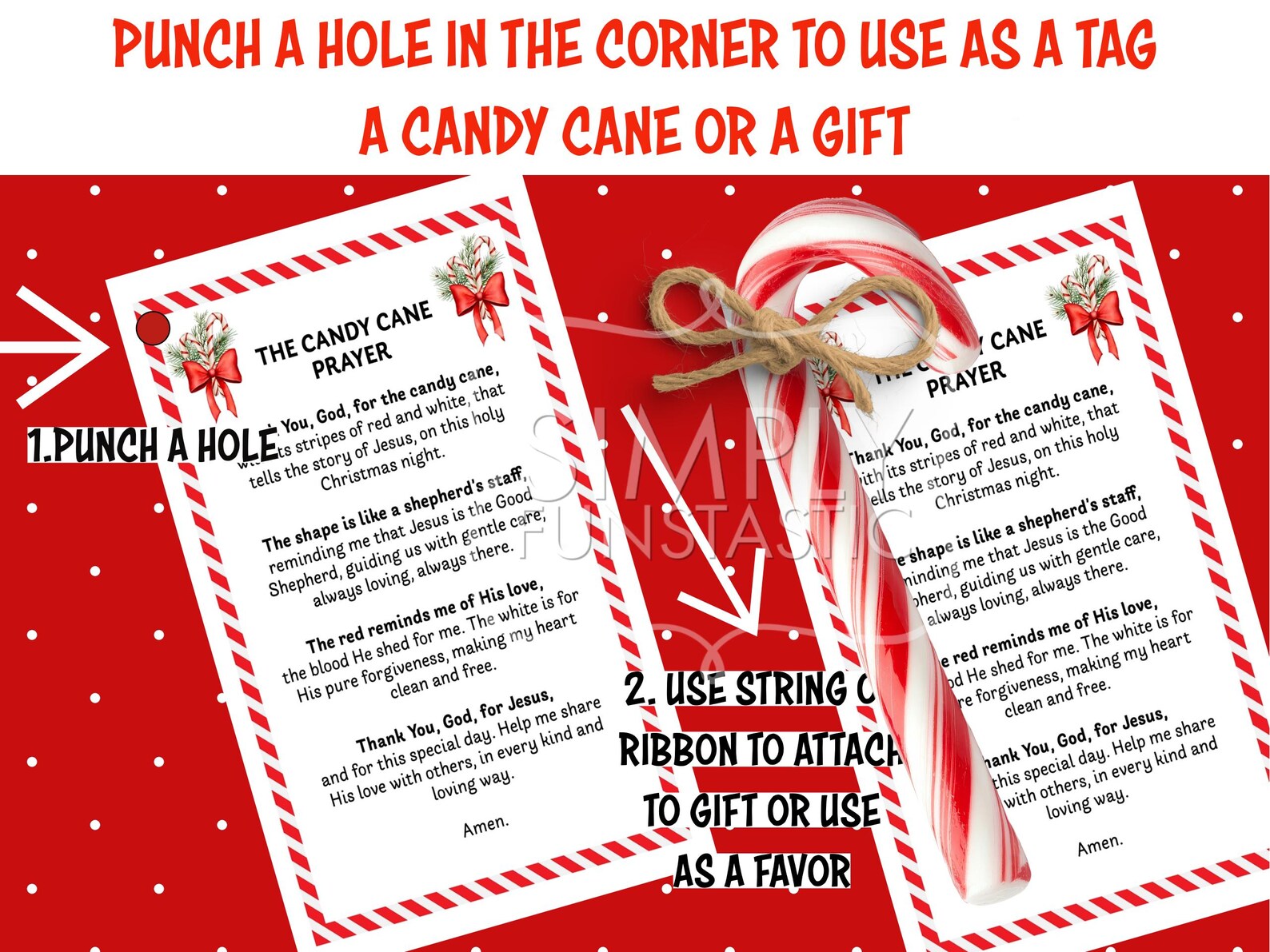 Candy Cane Prayer, Candy Cane Holder, Christmas Favor, Candy Cane Poem ...