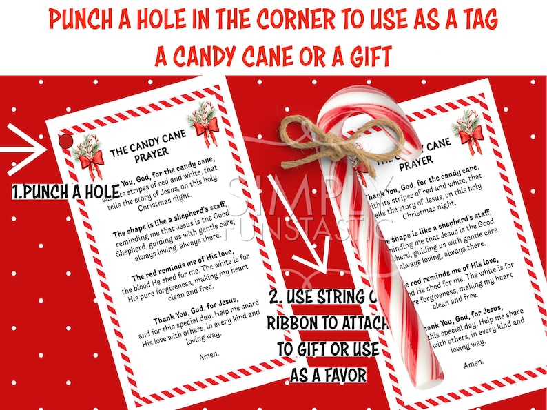 Candy Cane Prayer, Candy Cane Holder, Christmas Favor, Candy Cane Poem ...