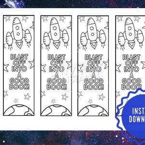 Outer Space Coloring Bookmarks: Reading Theme, Set of 4 (printable ...