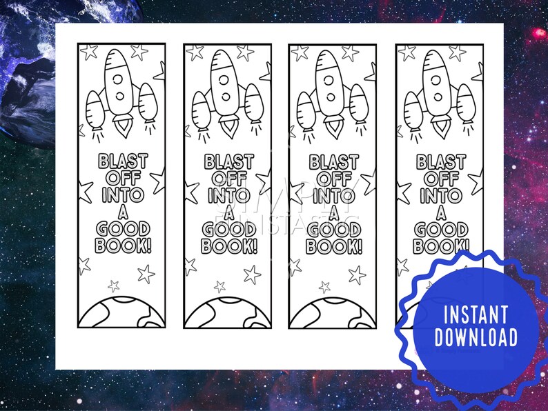 Outer Space Coloring Bookmarks: Reading Theme, Set of 4 (printable ...