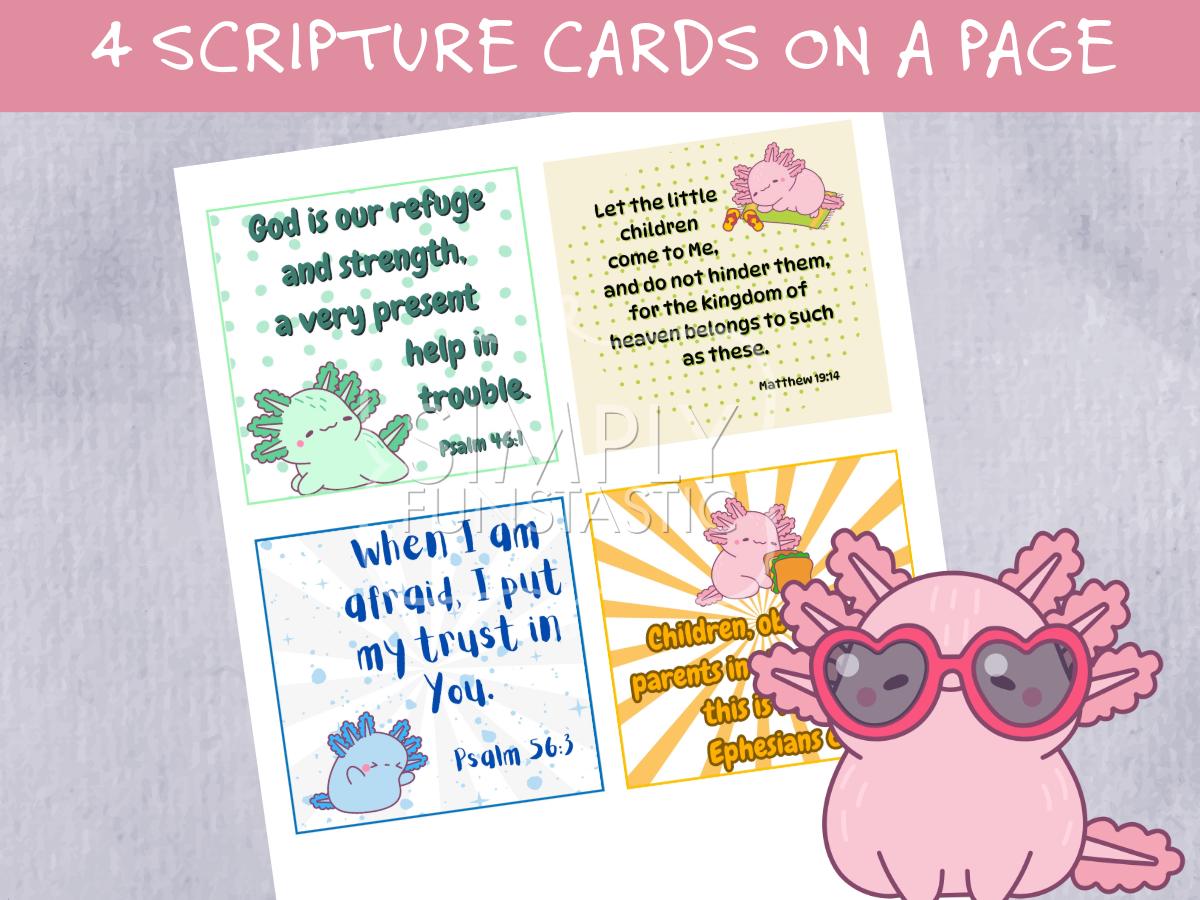 Axolotl Scripture Cards for Kids: Christian Memory Verse (digital ...