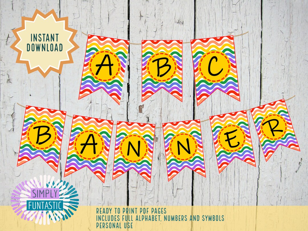 Rainbow Banner Black Lettering Rainbow Party Rainbow Birthday Party ...