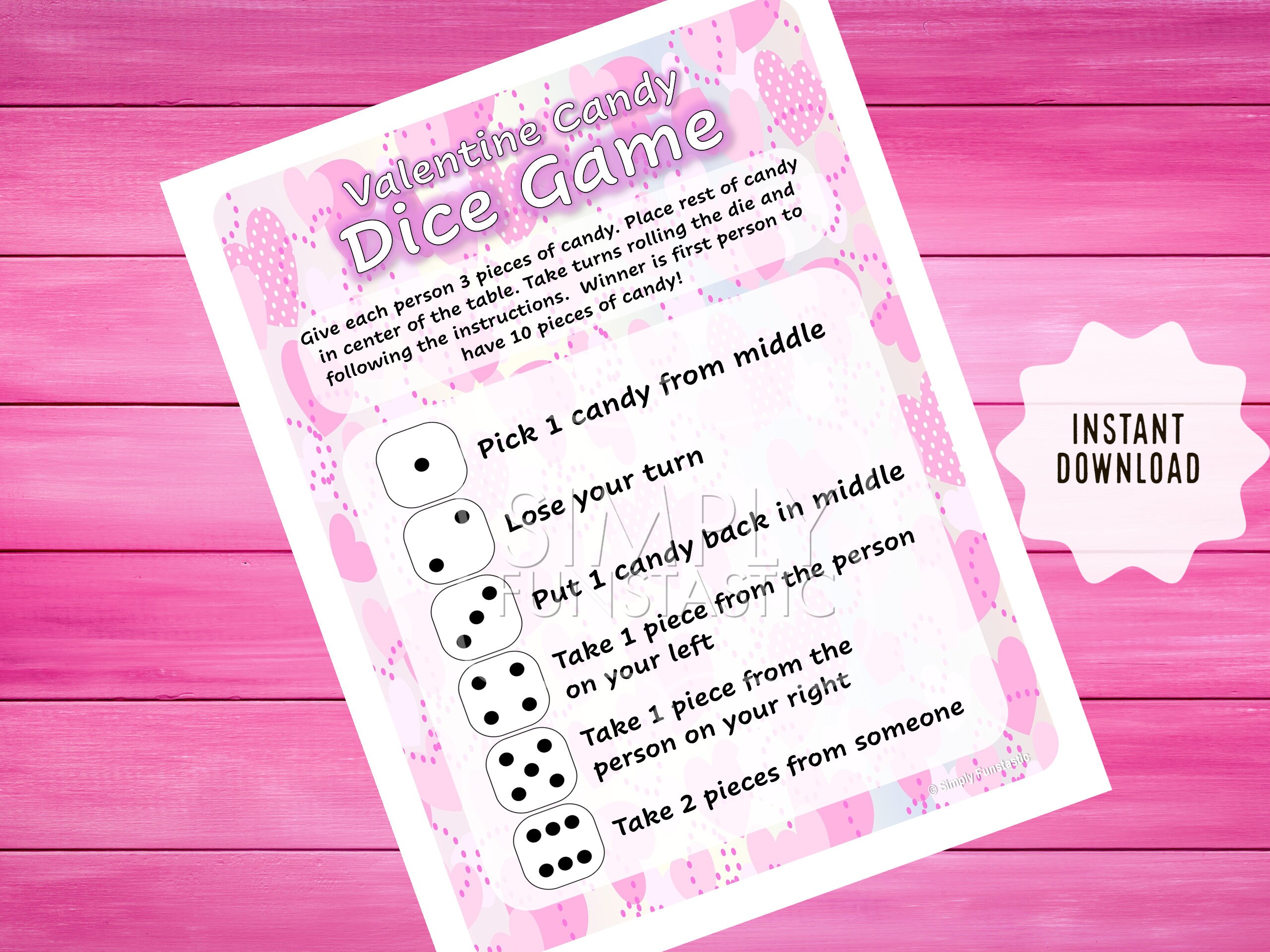 Valentine Candy Dice Game Printable | Instant Download | Print Yourself ...