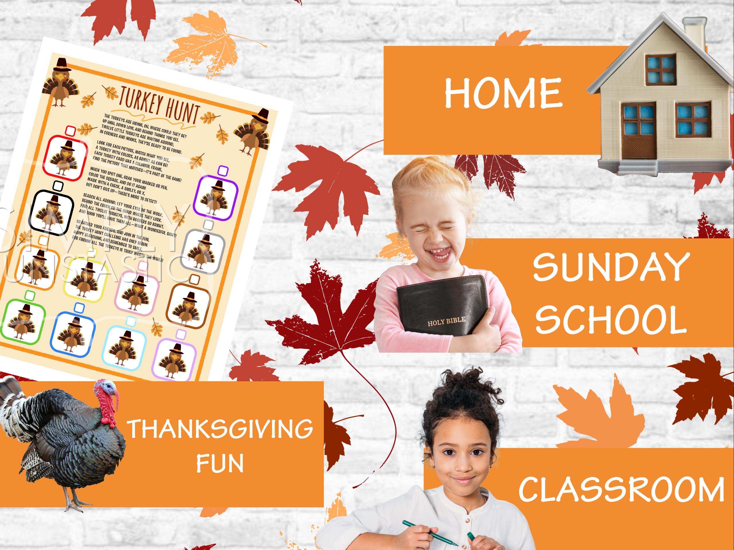 Thanksgiving Turkey Hunt Game for Kids, Printable Children Turkey ...