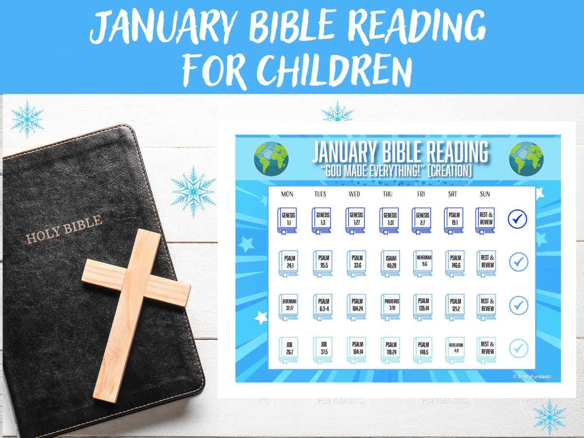 Kids' January Bible Reading Plan 2: Printable Chart & Journal (PDF) - Etsy