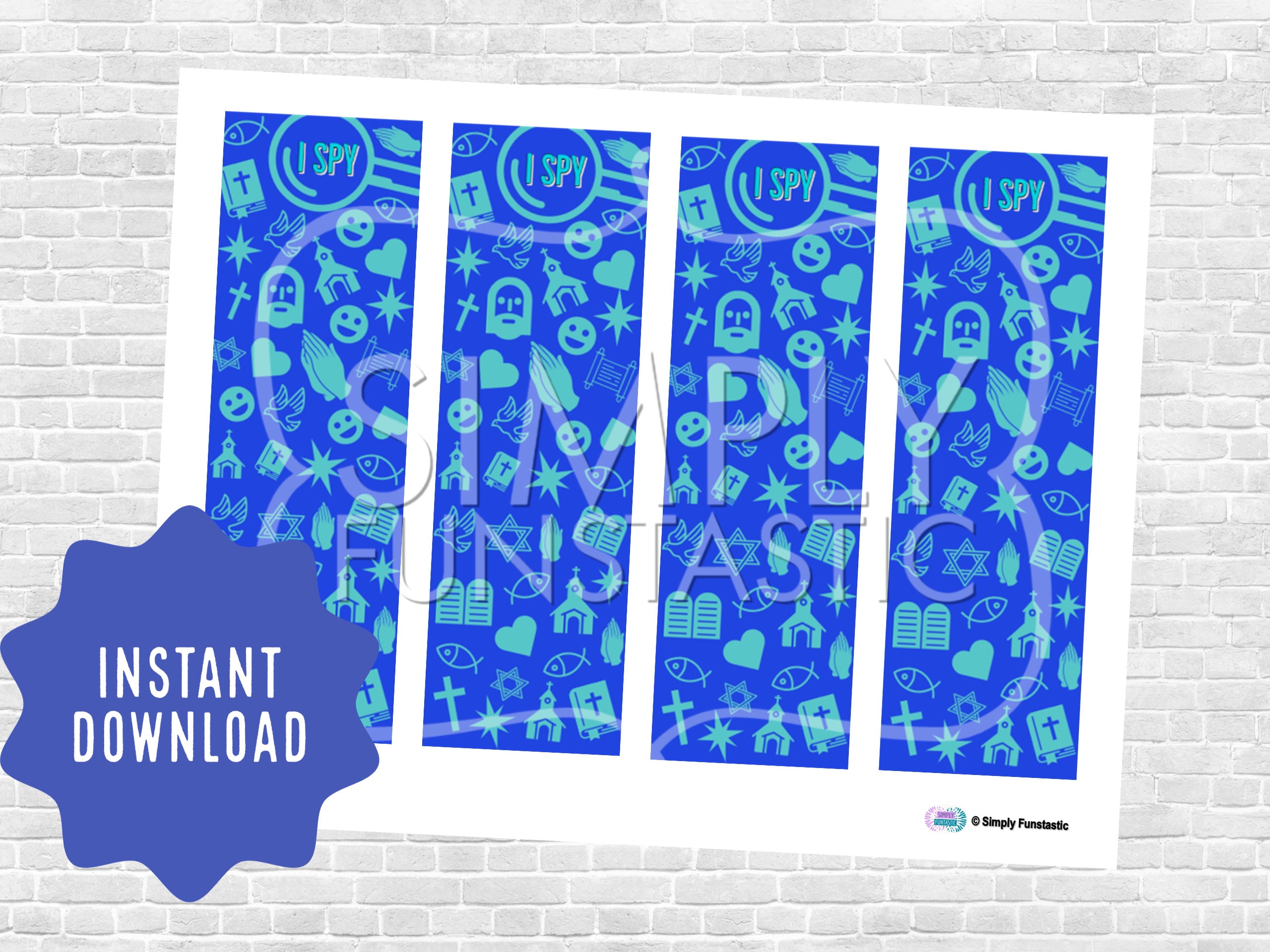 I Spy Bible Bookmarks Set of 4 Bible Game Sunday School Printable ...