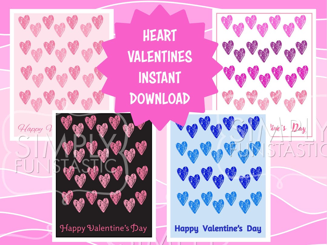 Hearts Valentine's Day Cards, Classroom Valentine Card, Hearts ...