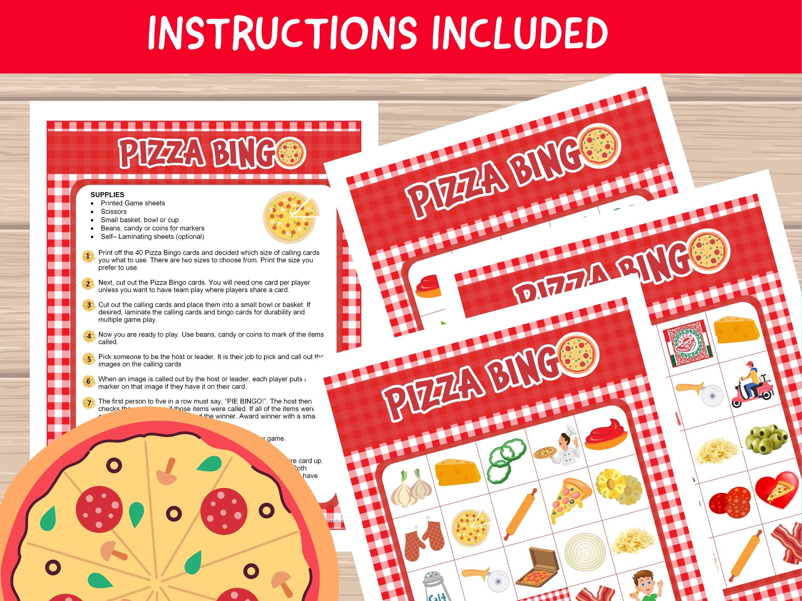 Pizza Bingo Game: Fun Printable Party Activity (download & Print) - Etsy