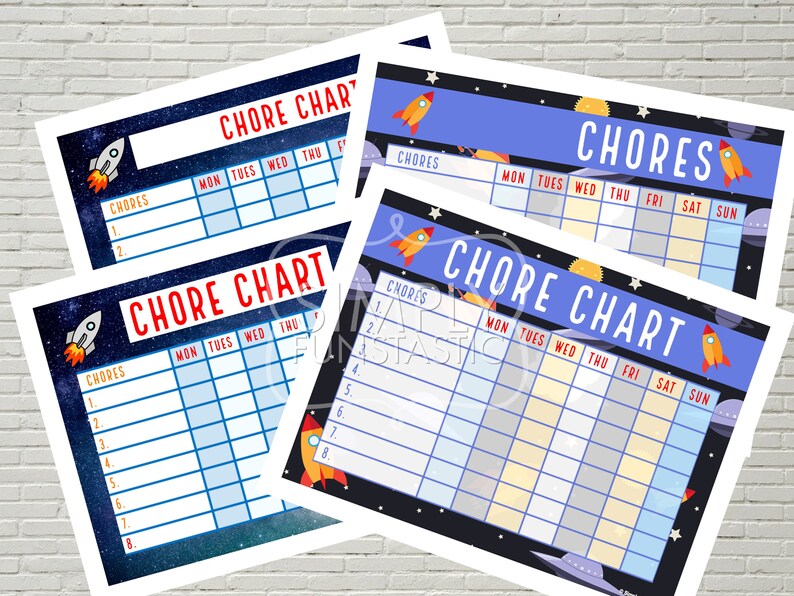 Outer Space Chore Chart: Daily Routine, Homeschool Printable (instant ...