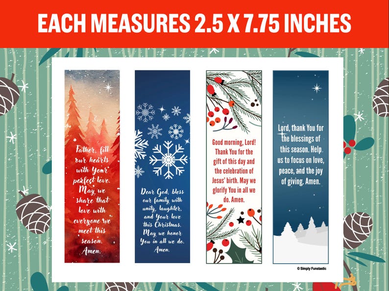 Christmas Prayers Bookmarks Set, Bible Prayer Bookmarks, Christmas ...