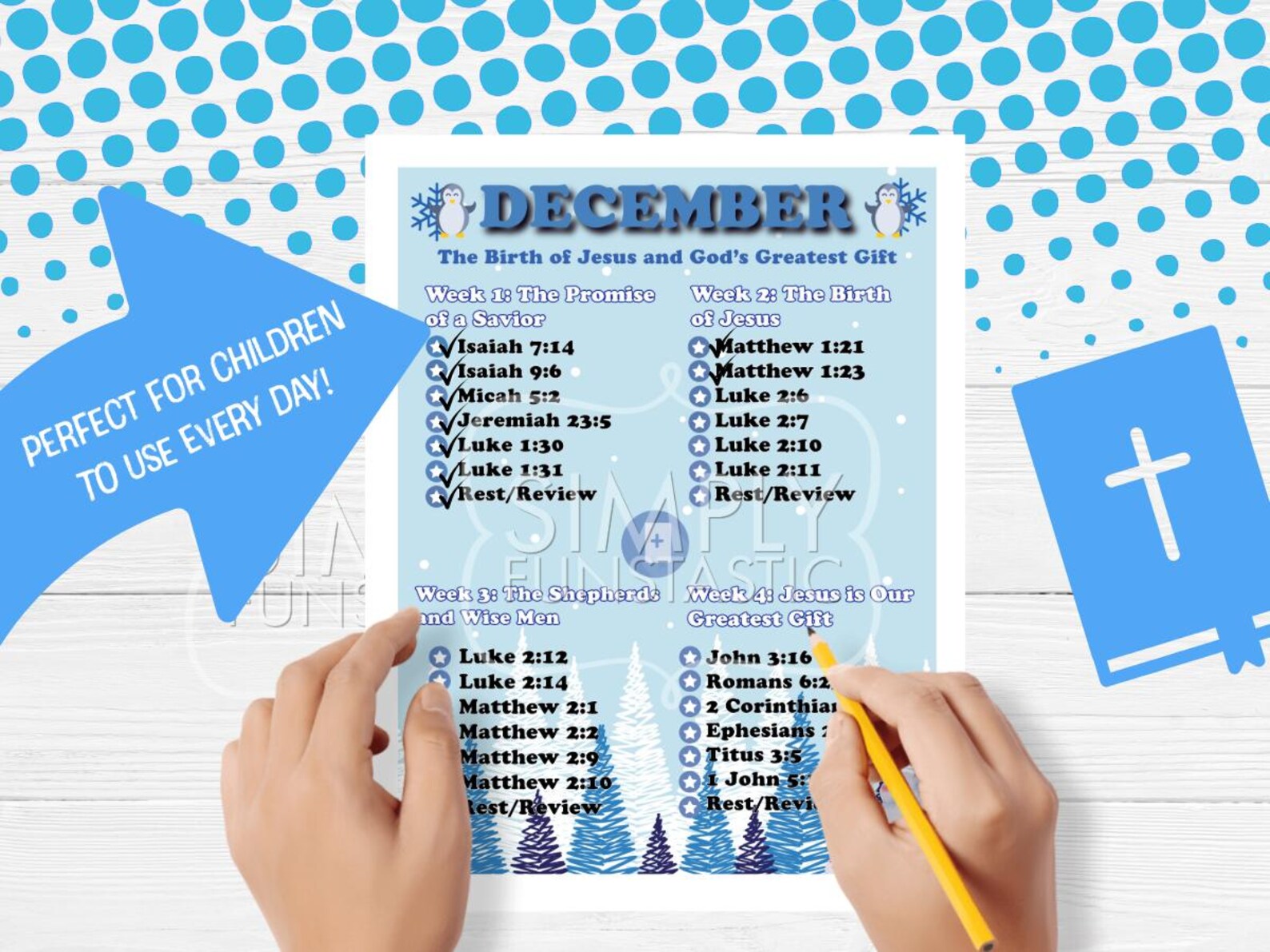December Kids' Bible Reading Plan: Christmas Scripture Chart (digital ...