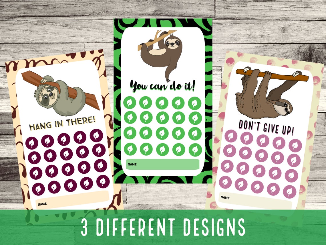 Sloth Reward Charts, Kids Chore & Potty Training Incentive Printable ...