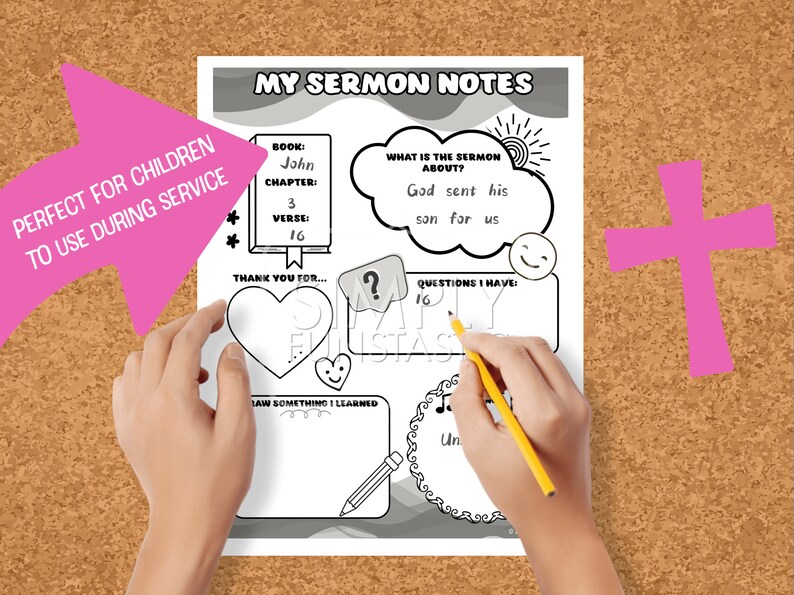 Kids Sermon Notes Worksheet: Christian Church Activity (download Print ...