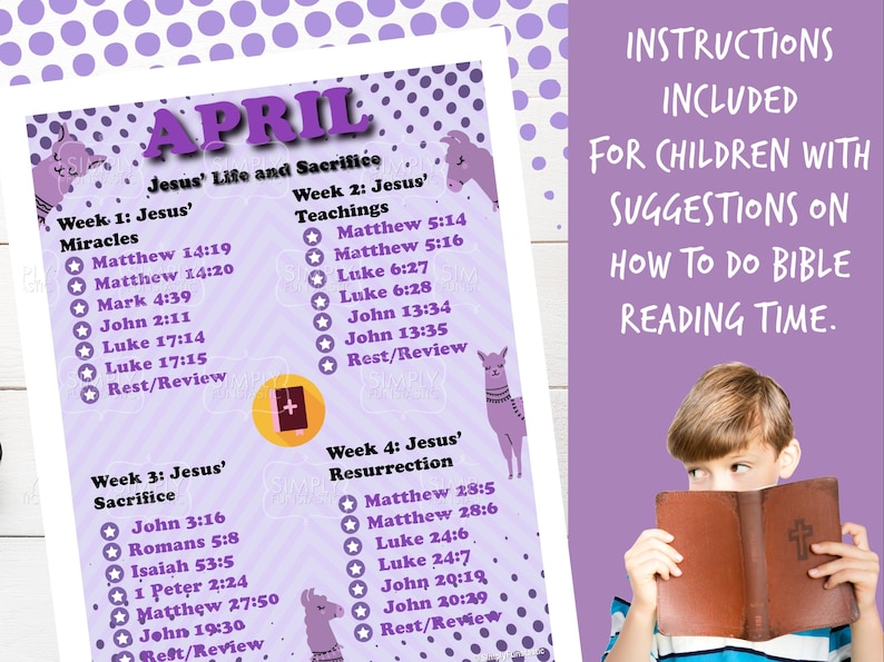 Plan de lectura diaria de la Biblia para niños de abril, plan de ...