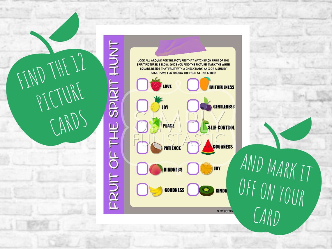 Fruit of the Spirit Hunt: Bible Scavenger Game (printable) - Etsy