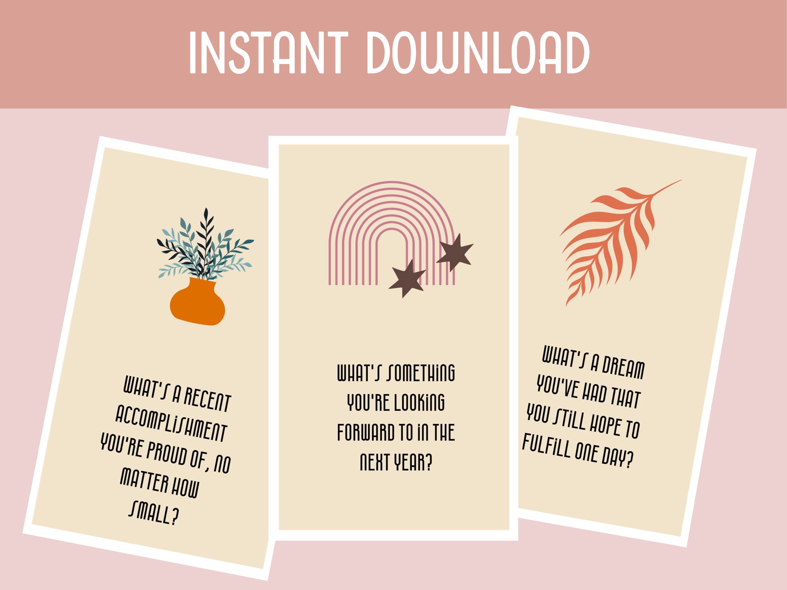 Boho Conversation Starter Cards: 90 Fun Discussion Questions (digital ...