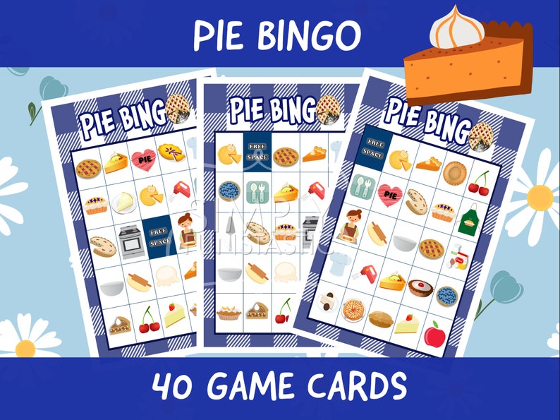 Pie Bingo | Pie Party Game | Pie Birthday Party | Pie Printable Game ...