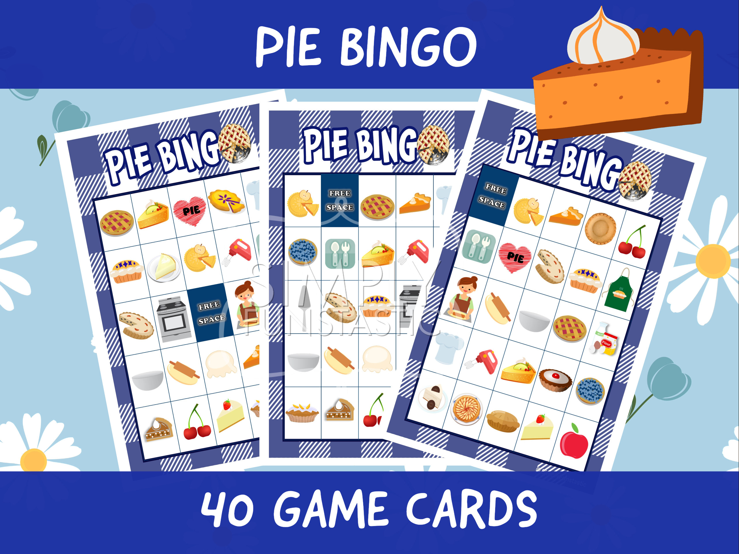 Pie Bingo | Pie Party Game | Pie Birthday Party | Pie Printable Game ...