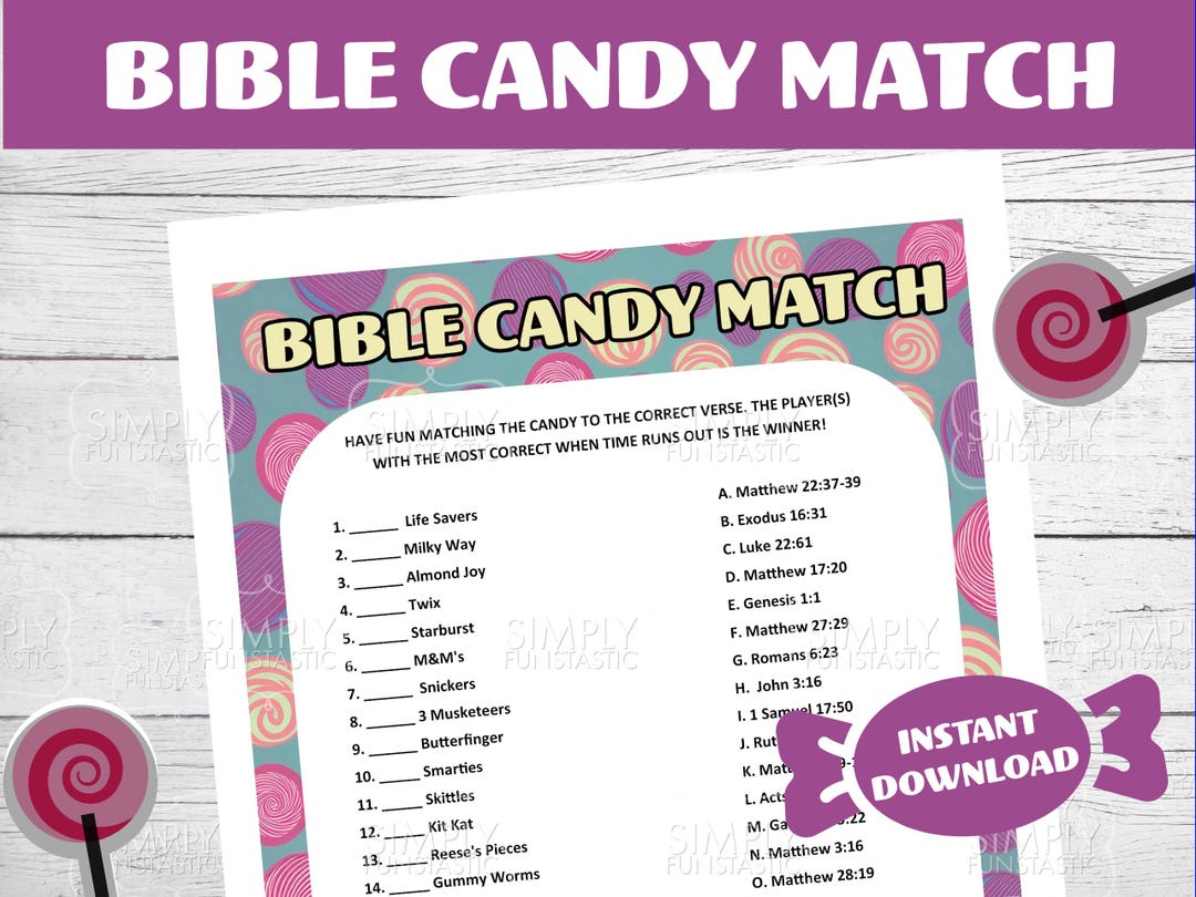 Bible Candy Match Game: Fun Church Activity (digital Download) - Etsy