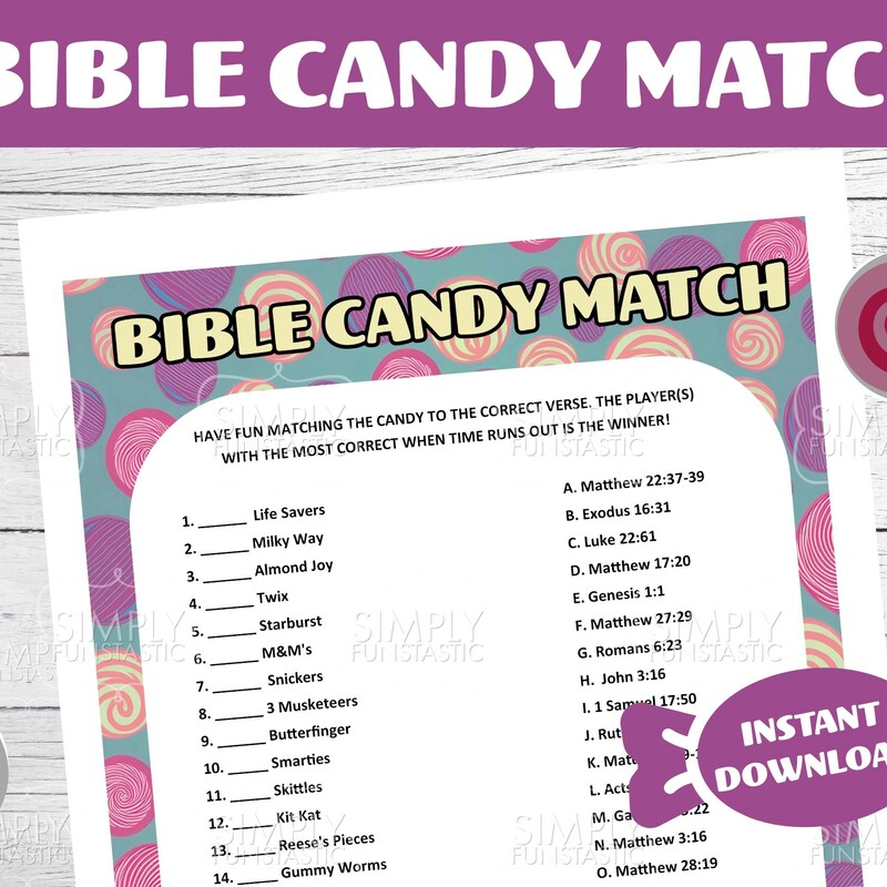Bible Candy Match Game - Etsy