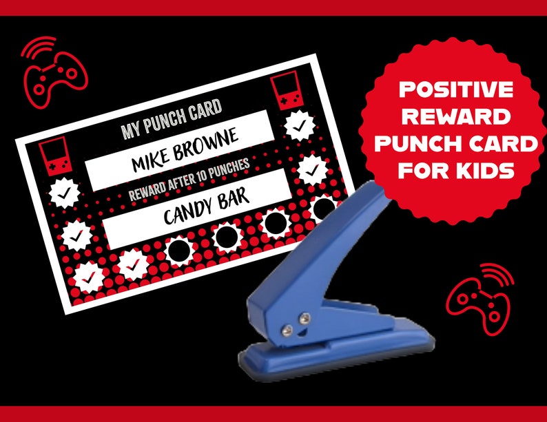 Gaming Theme Punch Cards | Reward Punch Cards | Punchcard | Kid's ...