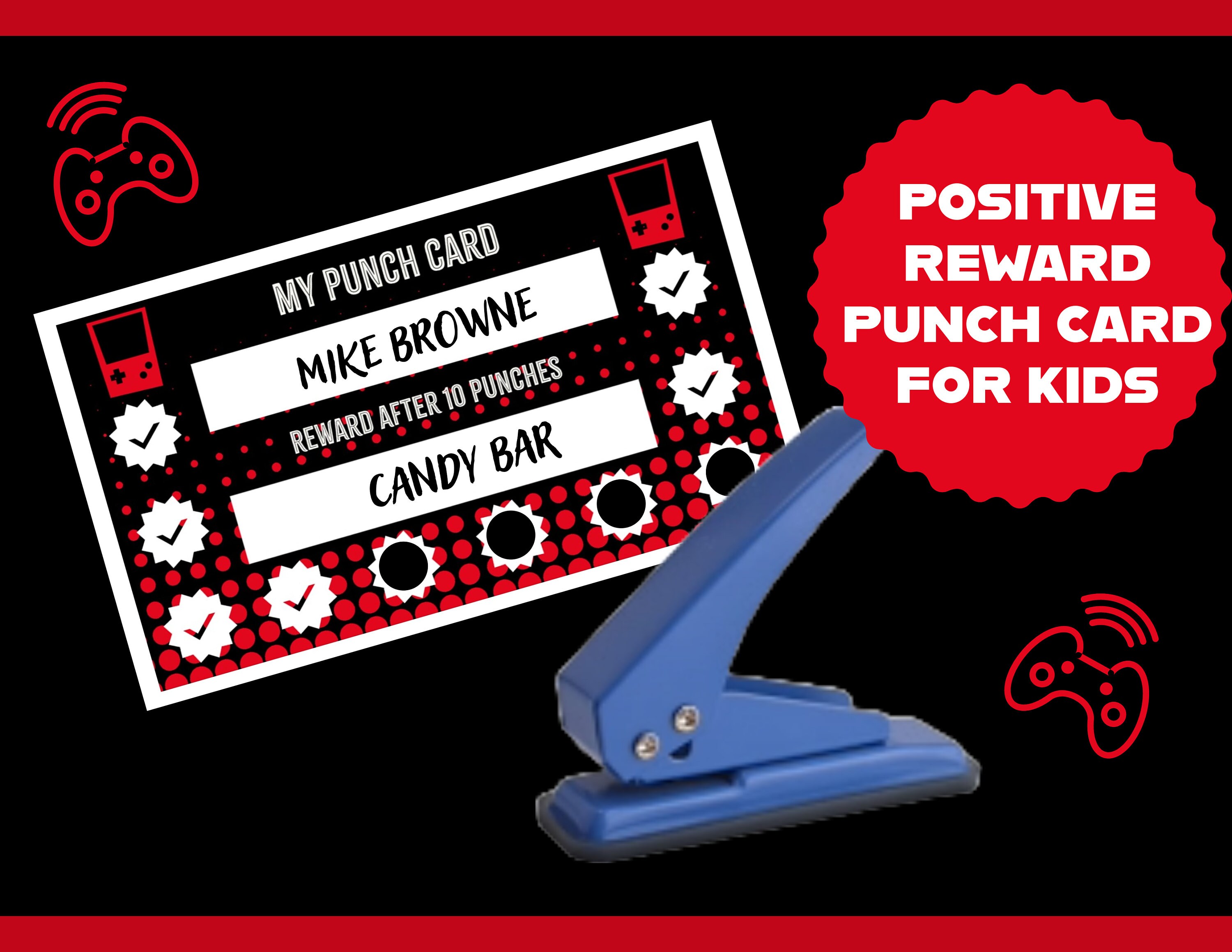 Gaming Theme Punch Cards | Reward Punch Cards | Punchcard | Kid's ...