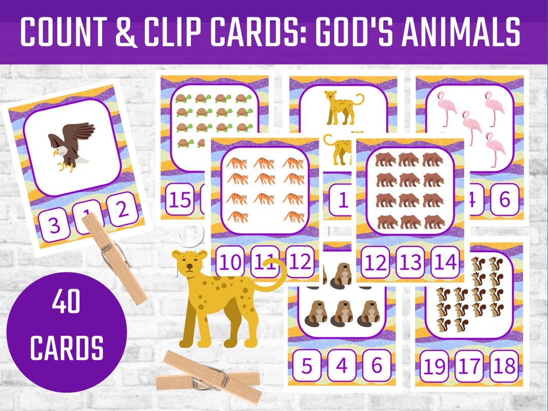 God's Animals Counting Clip Cards: Creation Game (digital Download) - Etsy