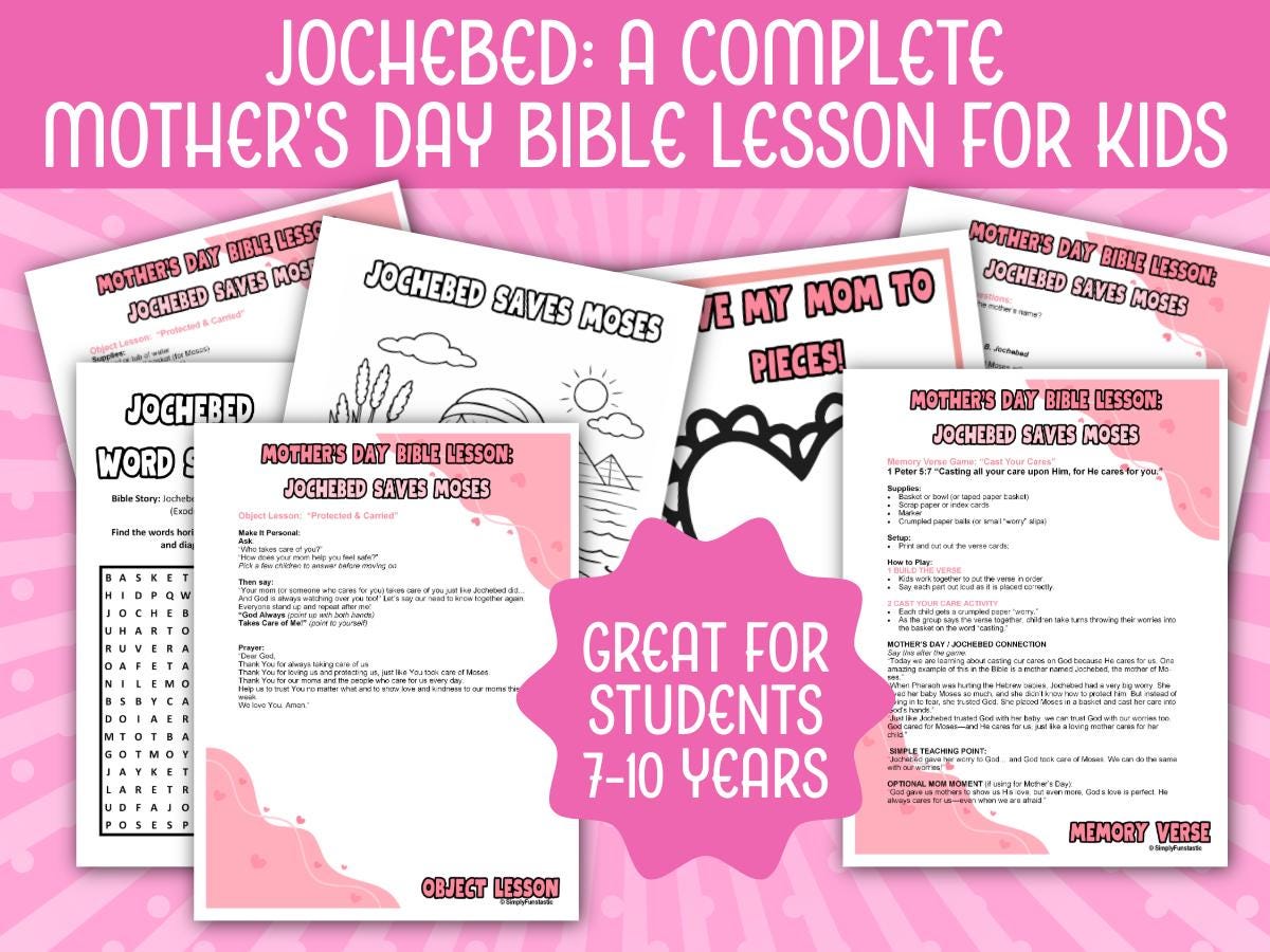 Mother’s Day Bible Lesson for Kids | Jochebed Saves Moses Activity Pack ...