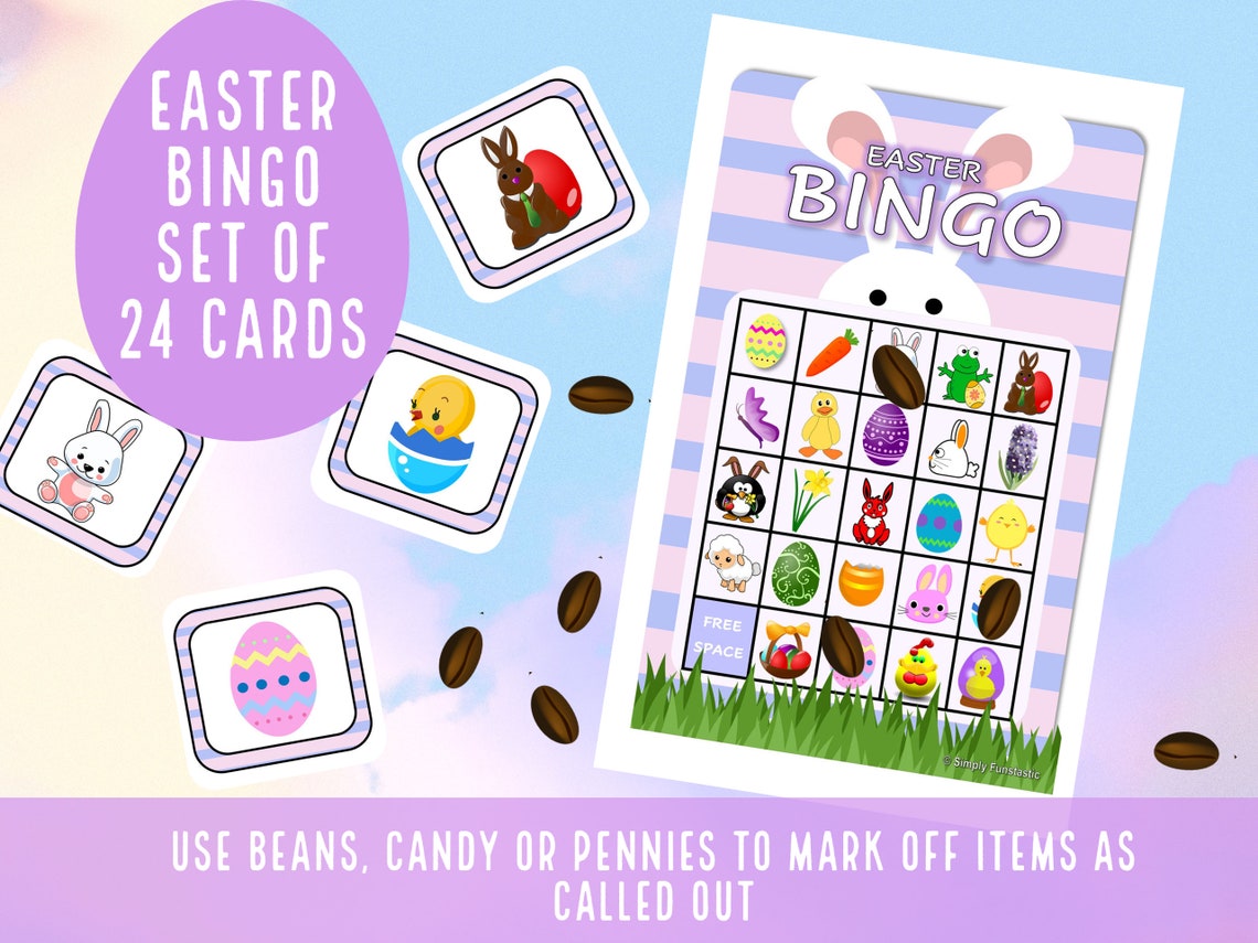 Easter Bunny Bingo Easter Printable Easter Bingo Easter Party Game 24 ...