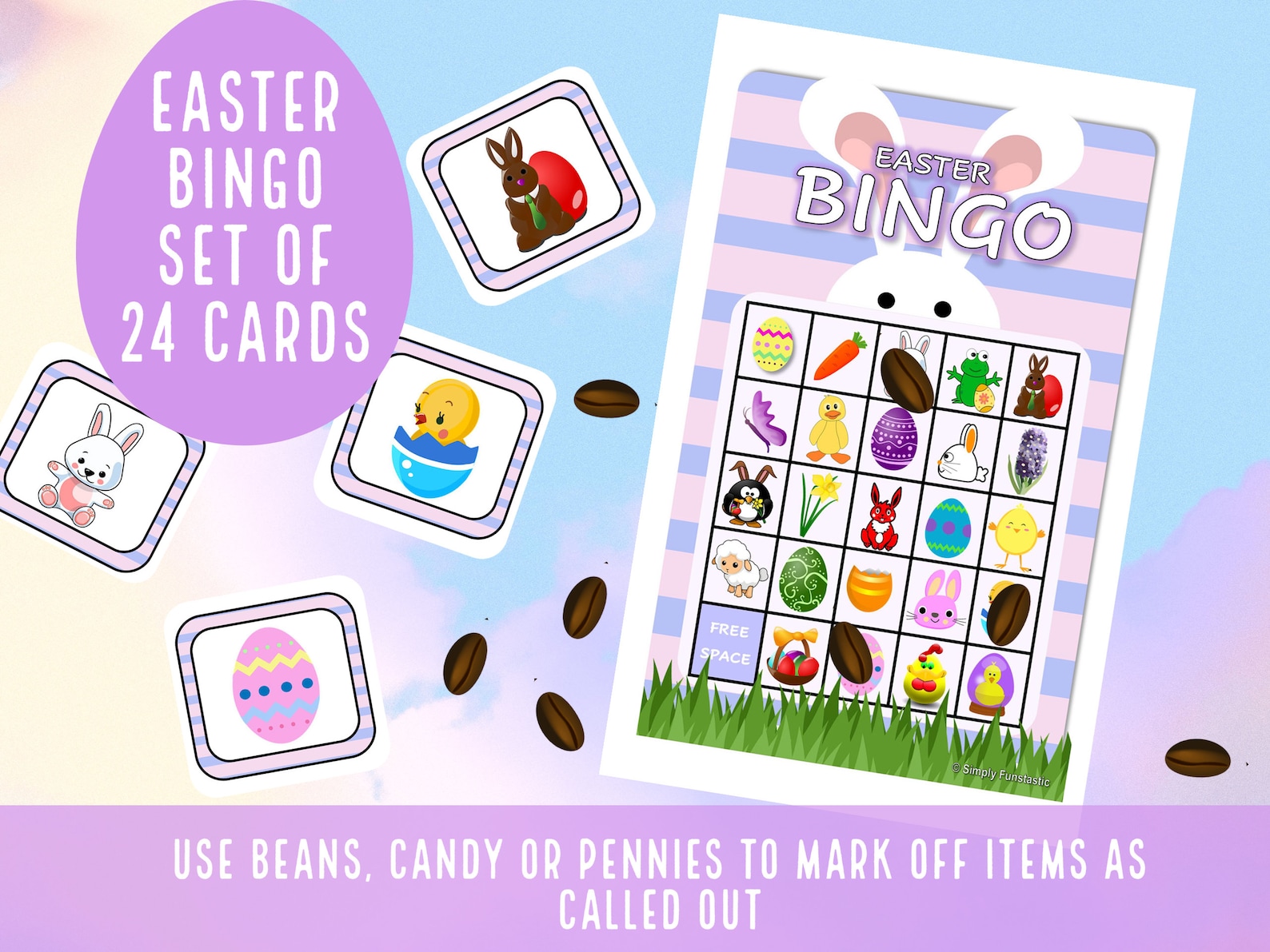 Easter Bunny Bingo Game: 24 Unique Cards (instant Download) - Etsy