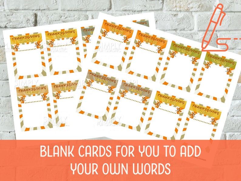 Thanksgiving Taboo Game Cards, Printable Thanksgiving Family Game ...