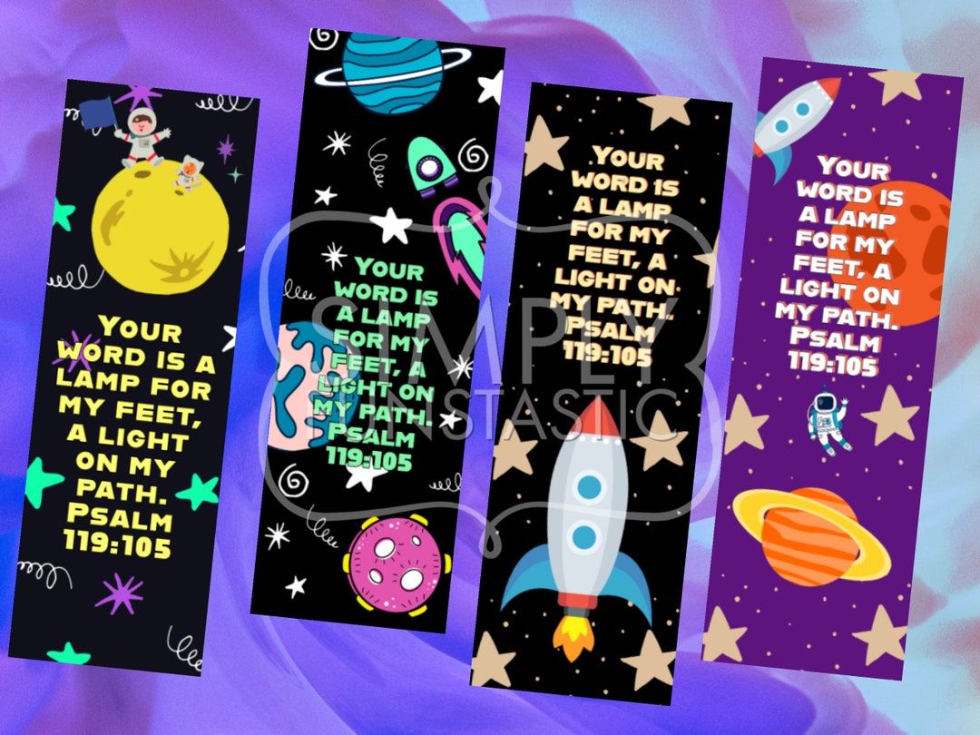 Children's Space Scripture Bookmarks Set of 4 | Outer Space Printable ...