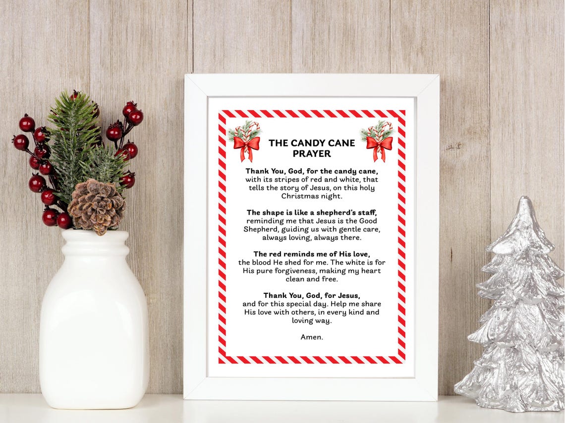 Candy Cane Prayer, Candy Cane Holder, Christmas Favor, Candy Cane Poem ...