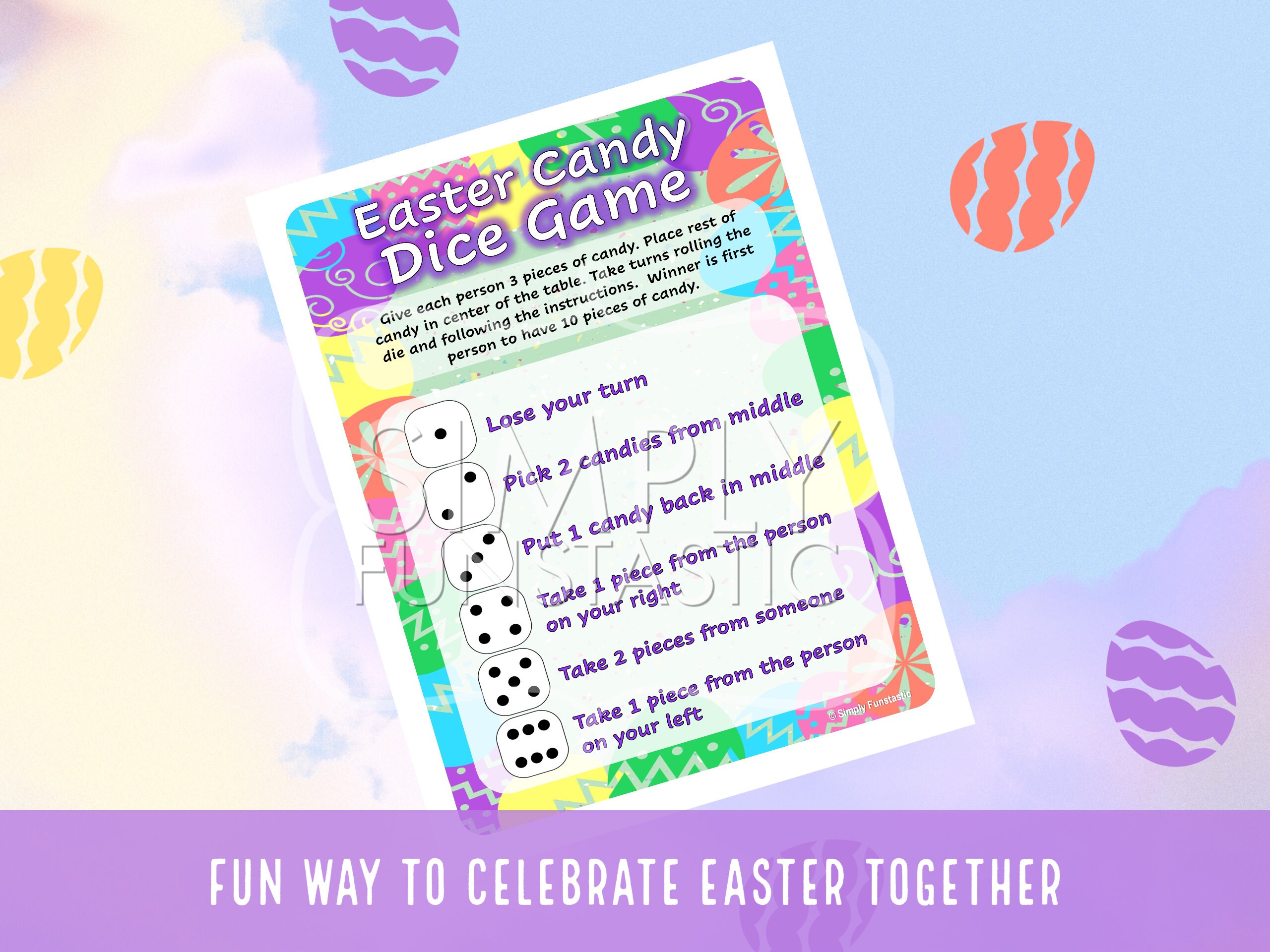 Easter Candy Dice Game Printable Easter Game Easter Activity Easter ...