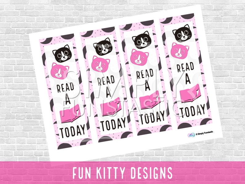 Kitty Cat Reading Bookmarks Set of 4 | Cat Animal Bookmarks | Classroom ...