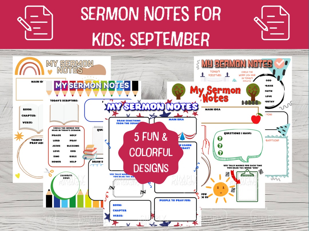 Children Sermon Notes Kids September, Colorful Sermon Notes, Bible ...