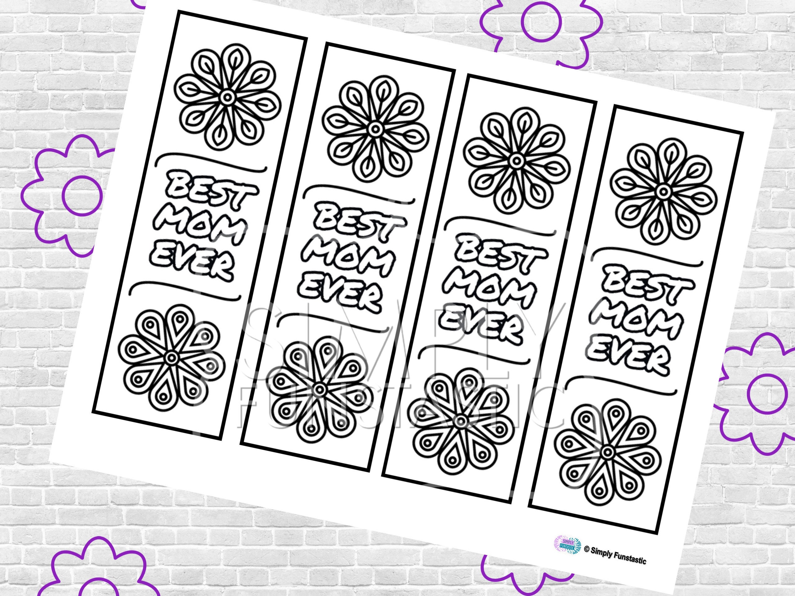 Mother's Day Coloring Bookmarks: Set of 4, DIY Gift (instant Download ...