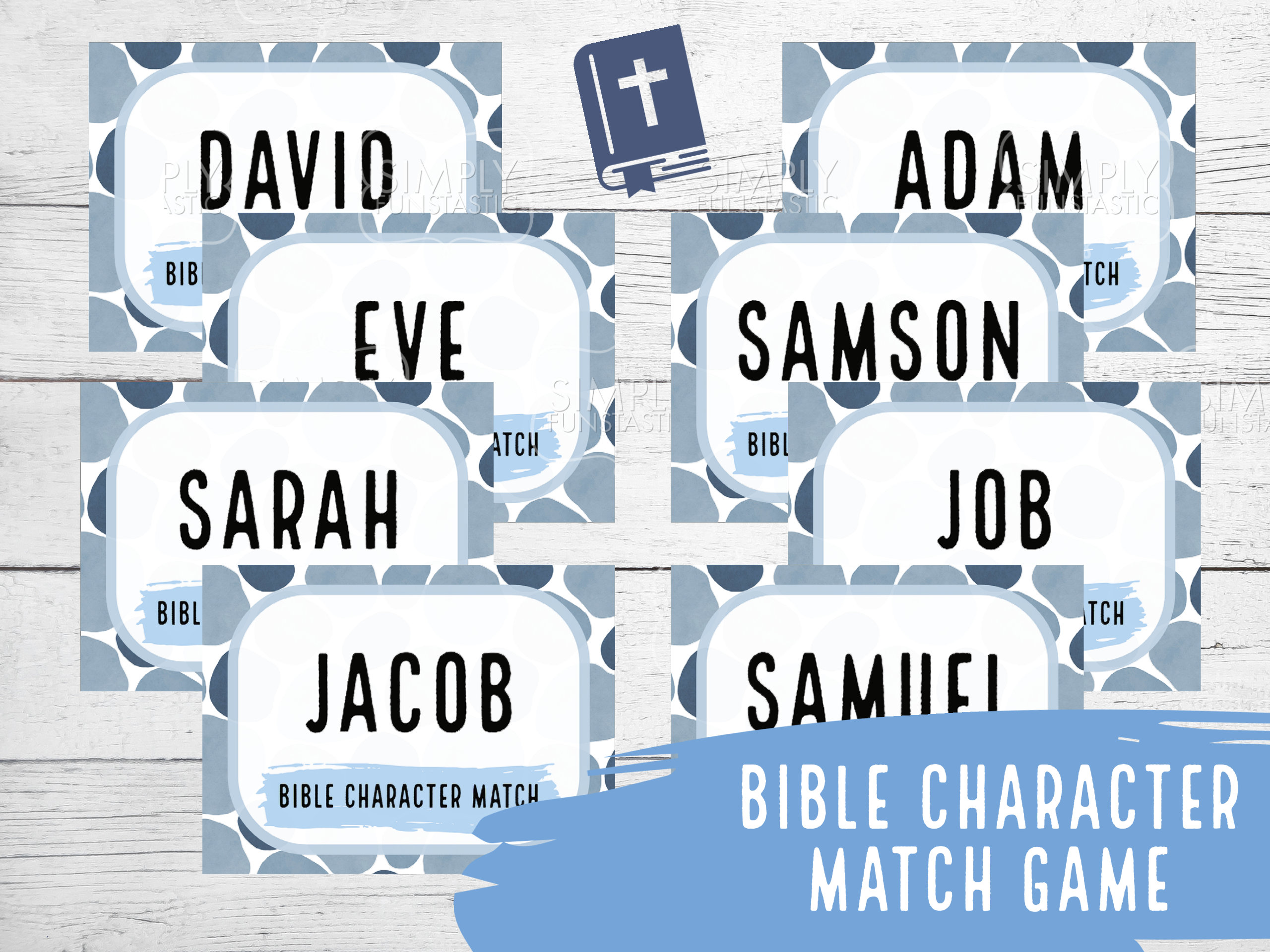 Old Testament Bible Character Match Card Game Bible on the Back Game ...