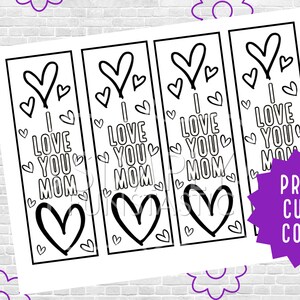 Mother's Day Coloring Bookmarks: Set of 4, DIY Gift (instant Download ...