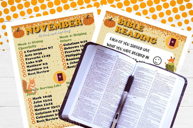 November Kids Bible Reading Plan: Generosity & Service (PDF) - Etsy