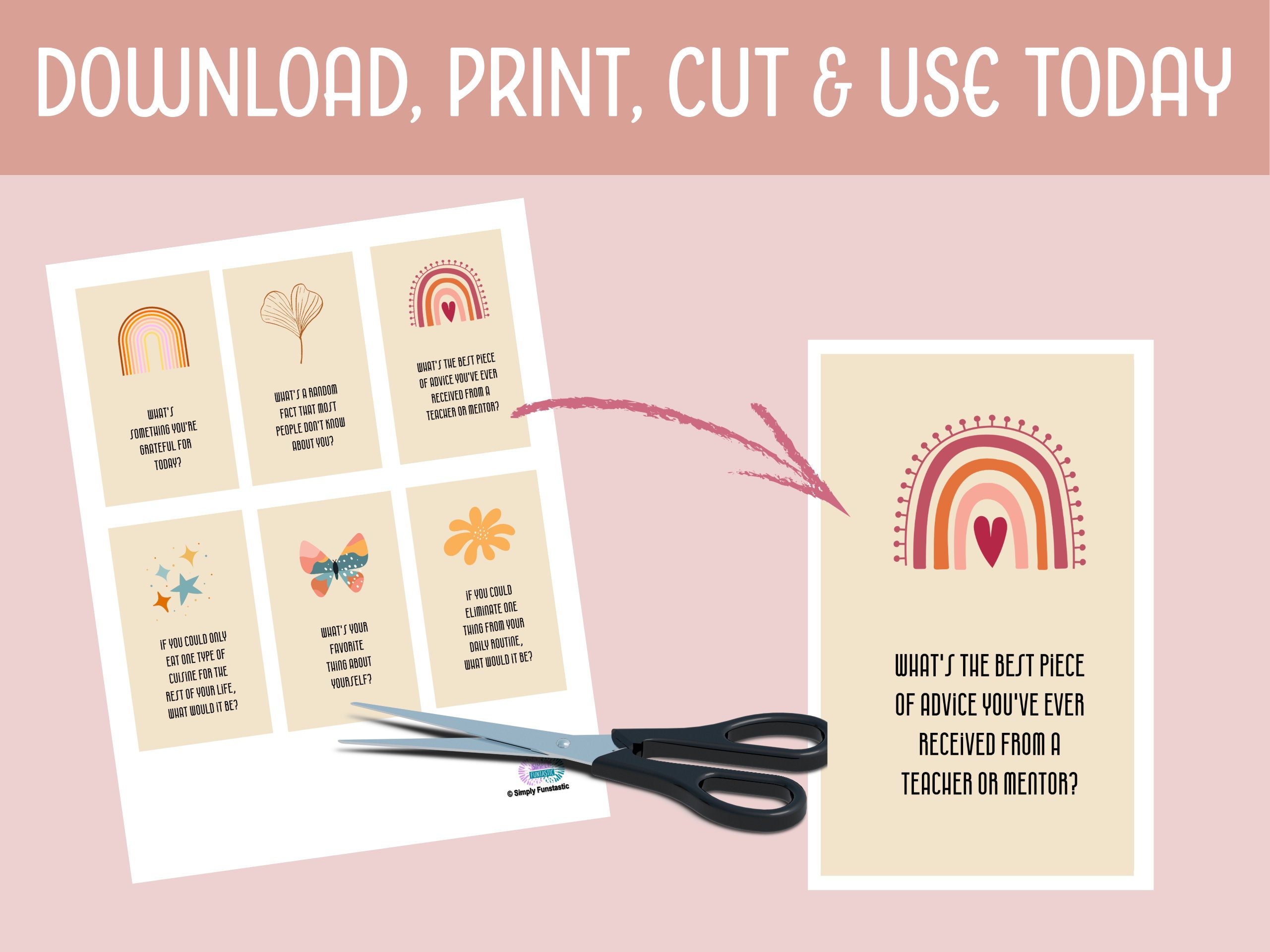 Boho Conversation Starter Cards: 90 Fun Discussion Questions (digital ...